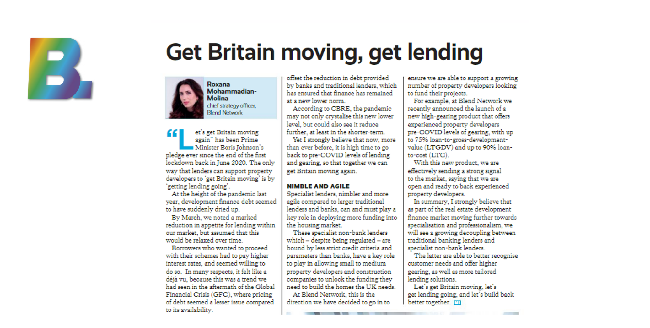 Get Britain moving, get lending – Blend Network News